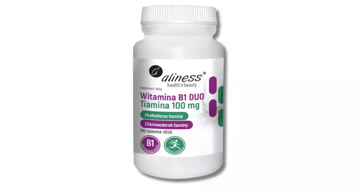 Witamina B1 Tiamina DUO 100 mg Aliness - 100 Vege Caps